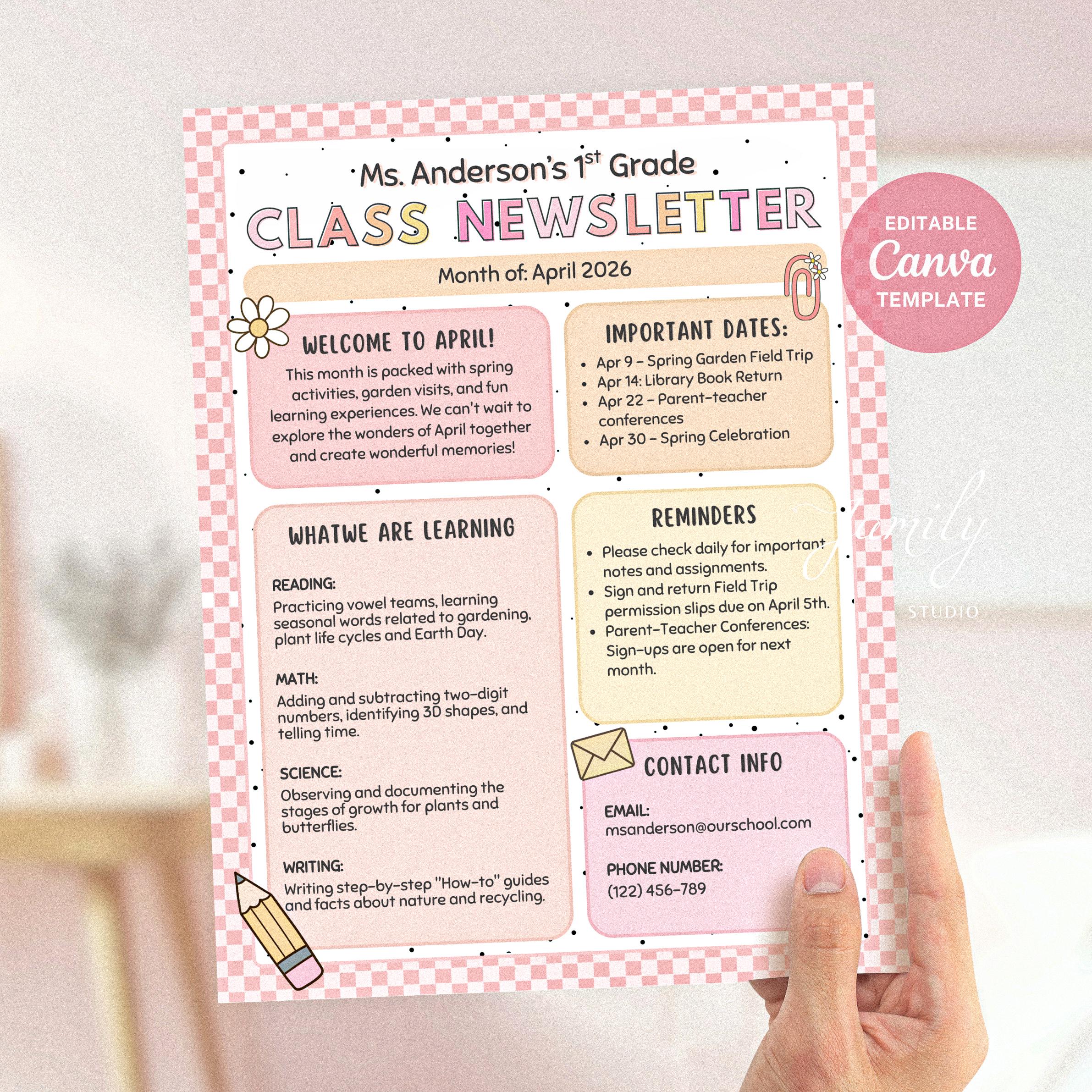 Editable Classroom Newsletter Template | Printable Teachers Letter ...