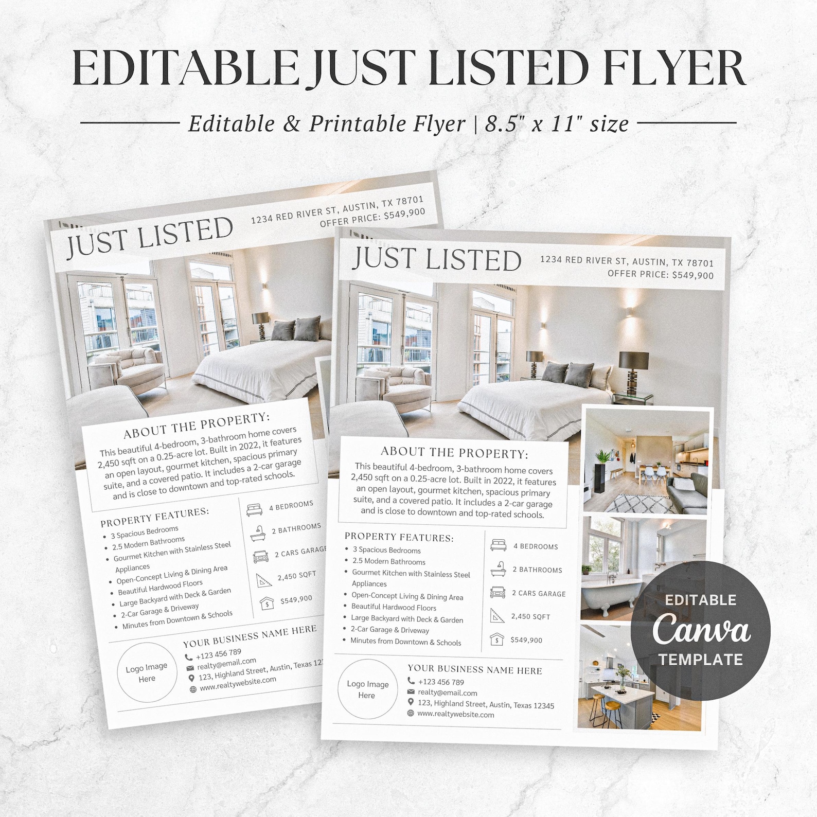 Editable Just Listed Real Estate Flyer | New Home Flyer Template ...