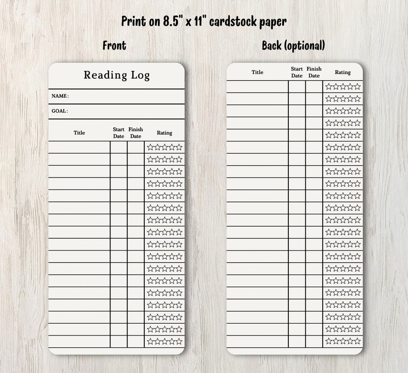 Printable Reading Log Bookmark, 2024 Book Log, Monthly Reading Journal ...