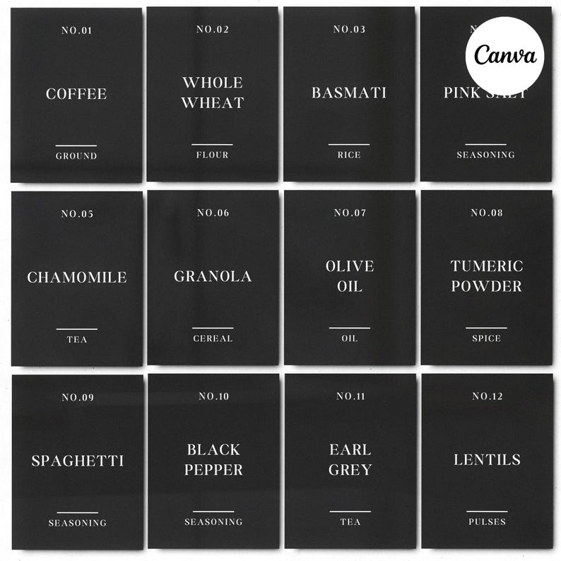 Editable Kitchen Labels Canva Template Printable Kitchen Pantry Labels ...