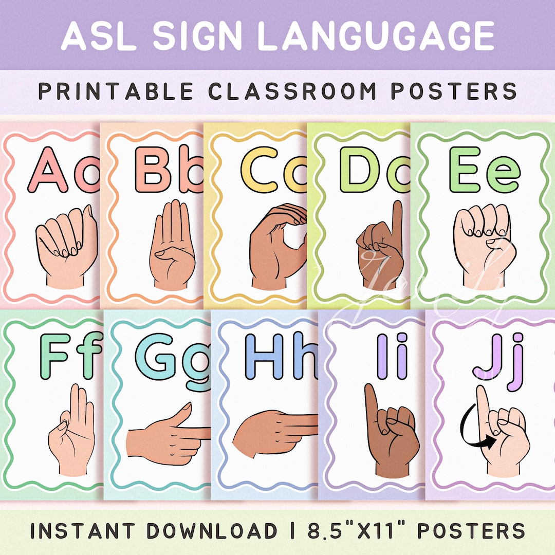 Printable ASL Classroom Alphabet Posters | American Sign Language ...