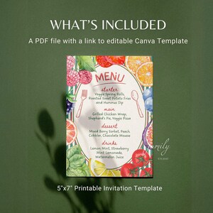 Editable Menu Template for Farmers Market Party, Fresh Produce Theme ...