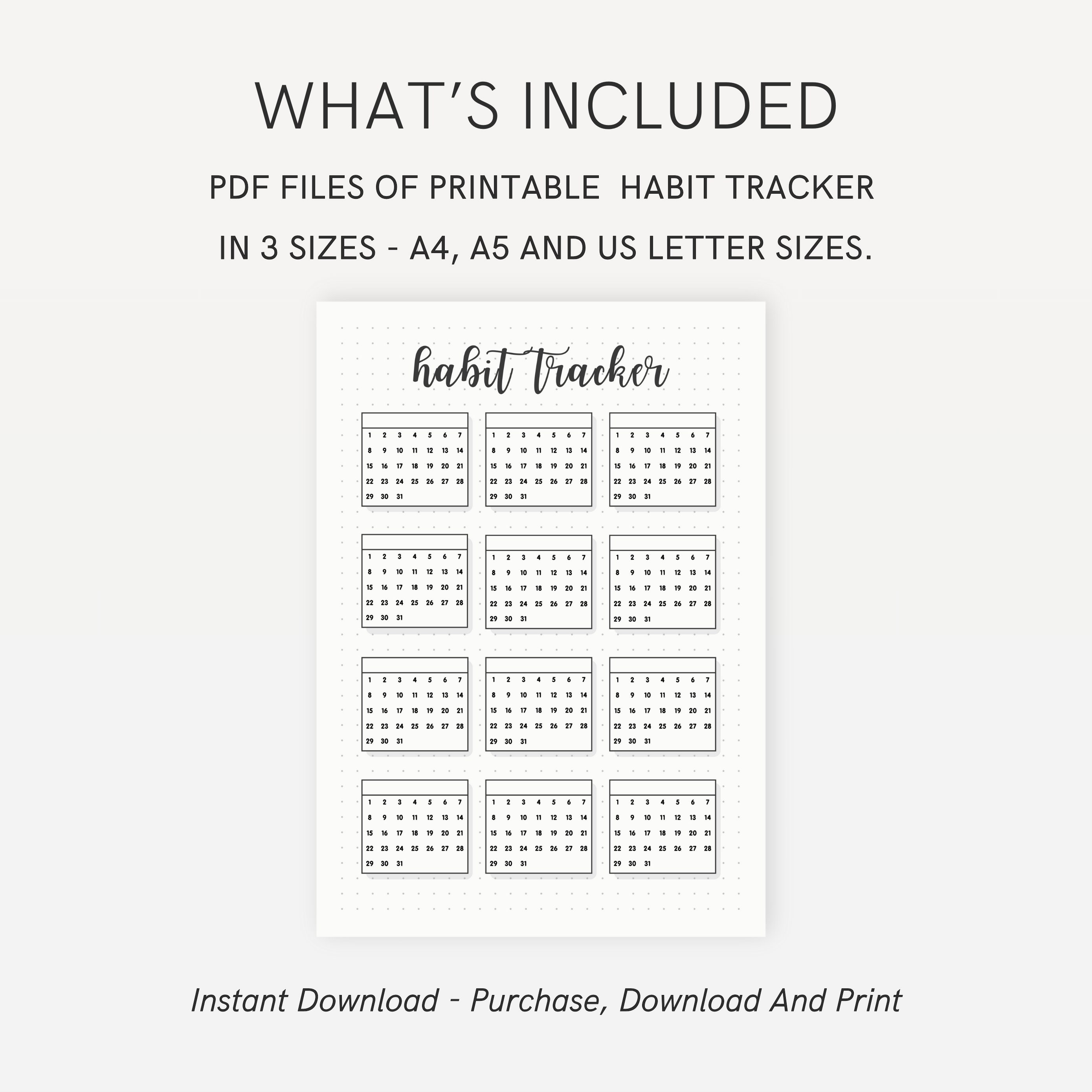 Printable Habit Tracker Bullet Journal Tracker Digital 2024 Daily Habit ...