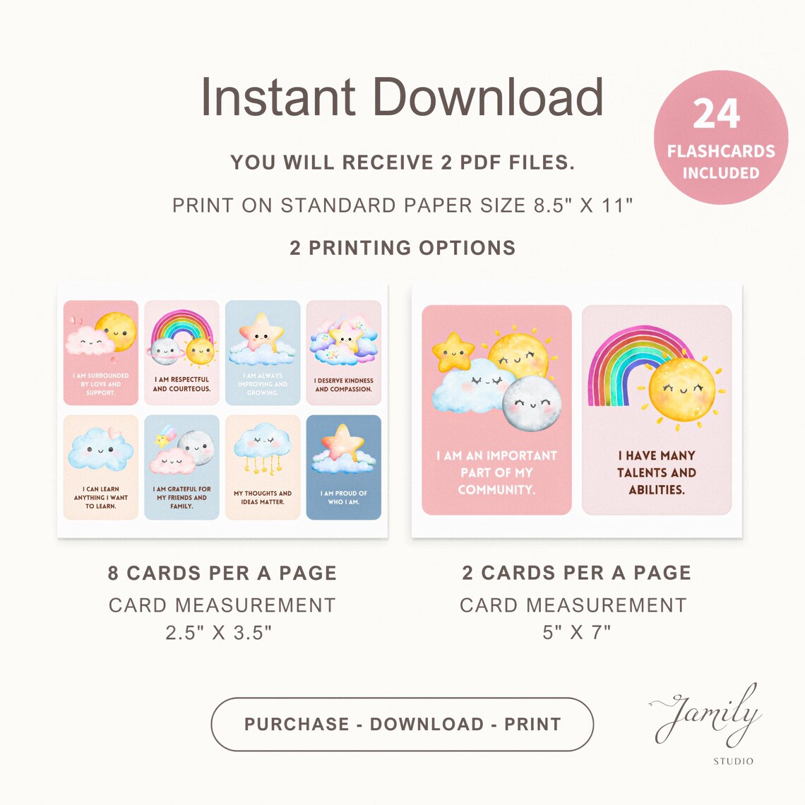 Printable Kids Affirmation Cards for Kids Positive Affirmations Toddler ...