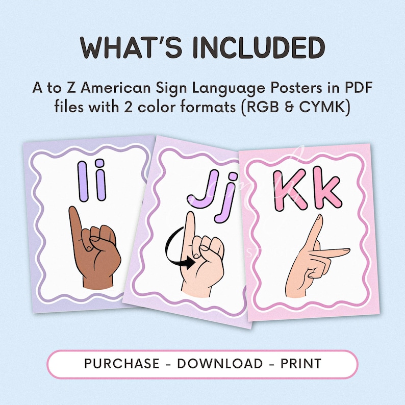 Printable ASL Classroom Alphabet Posters | American Sign Language ...