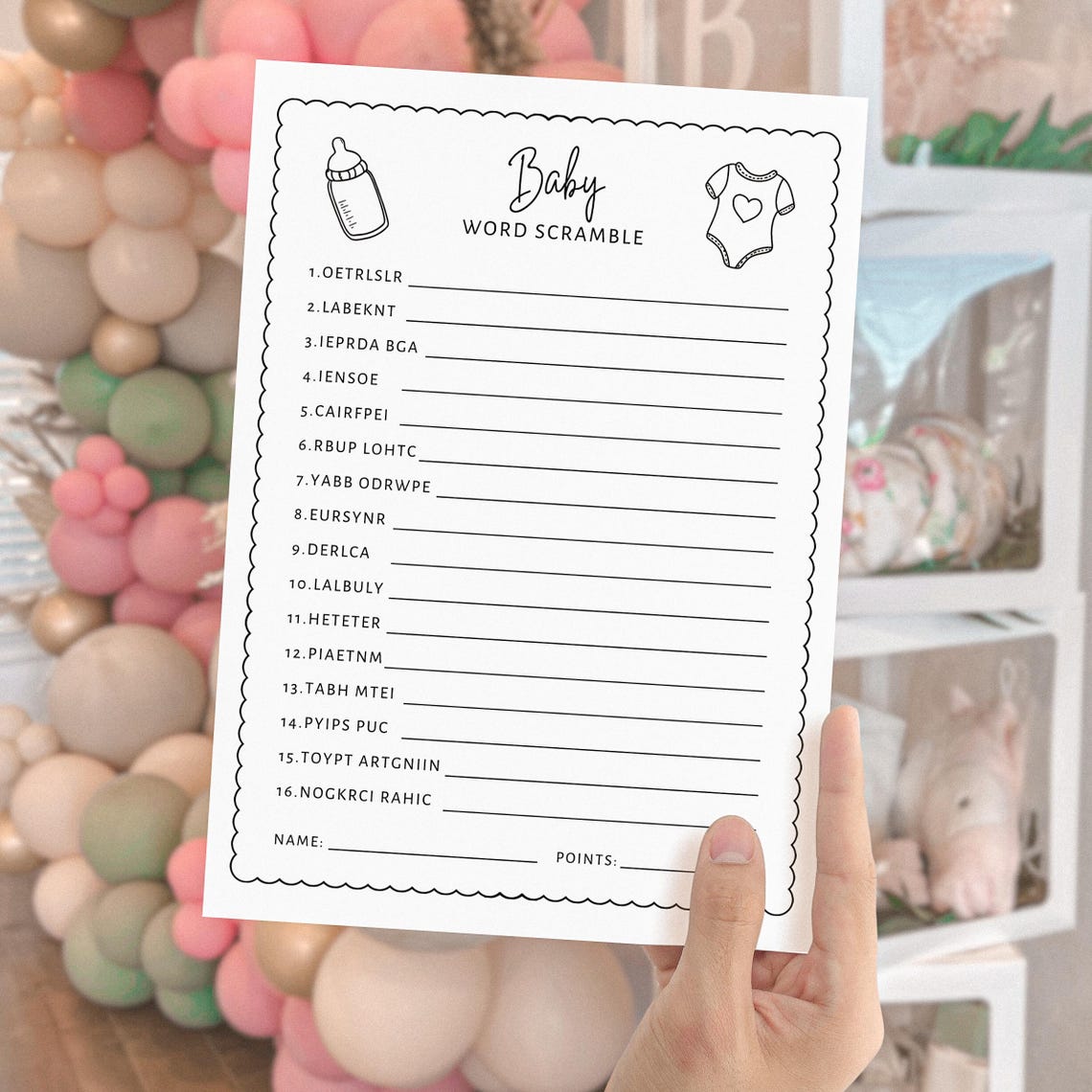 Printable Baby Shower Game Baby Word Scramble Game for Baby Shower ...