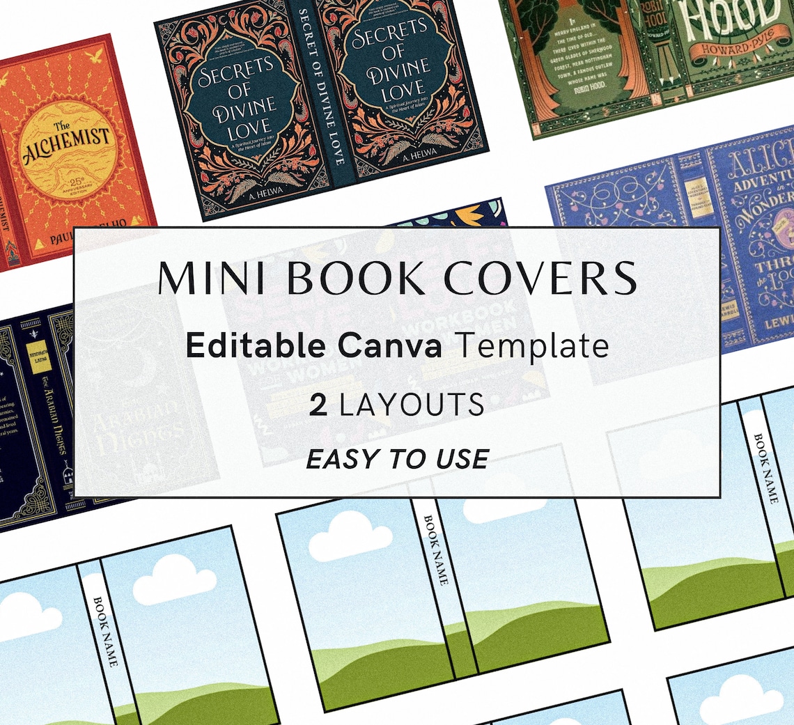 Editable Mini Book Covers Canva Template, Miniature Books for Decor ...