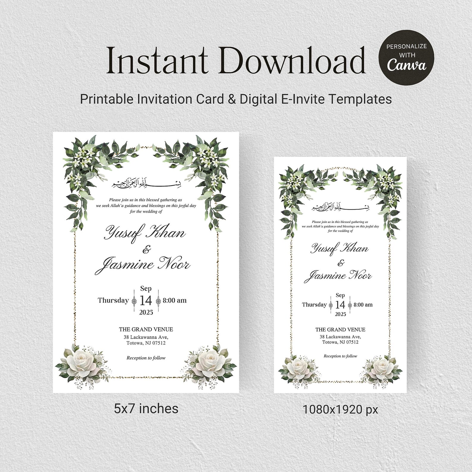 Editable Nikkah Invitation Canva Template Simple Nikkah Minimalist ...