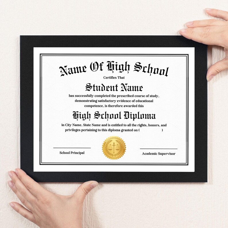 Editable & Printable High School Diploma Certificate Template | GED ...