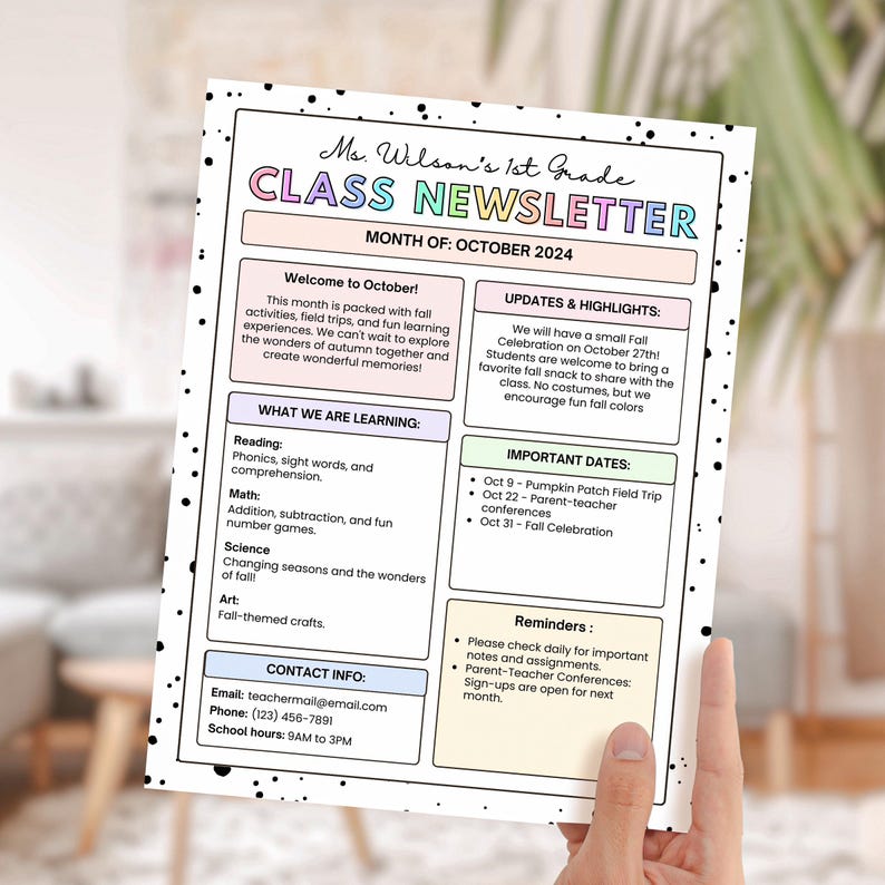 Editable Classroom Newsletter Template Printable Teachers Letter School ...