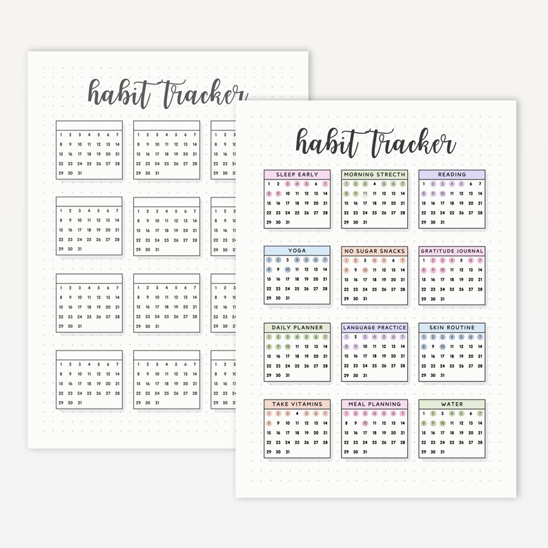 Printable Habit Tracker Bullet Journal Tracker Digital 2024 Daily Habit ...