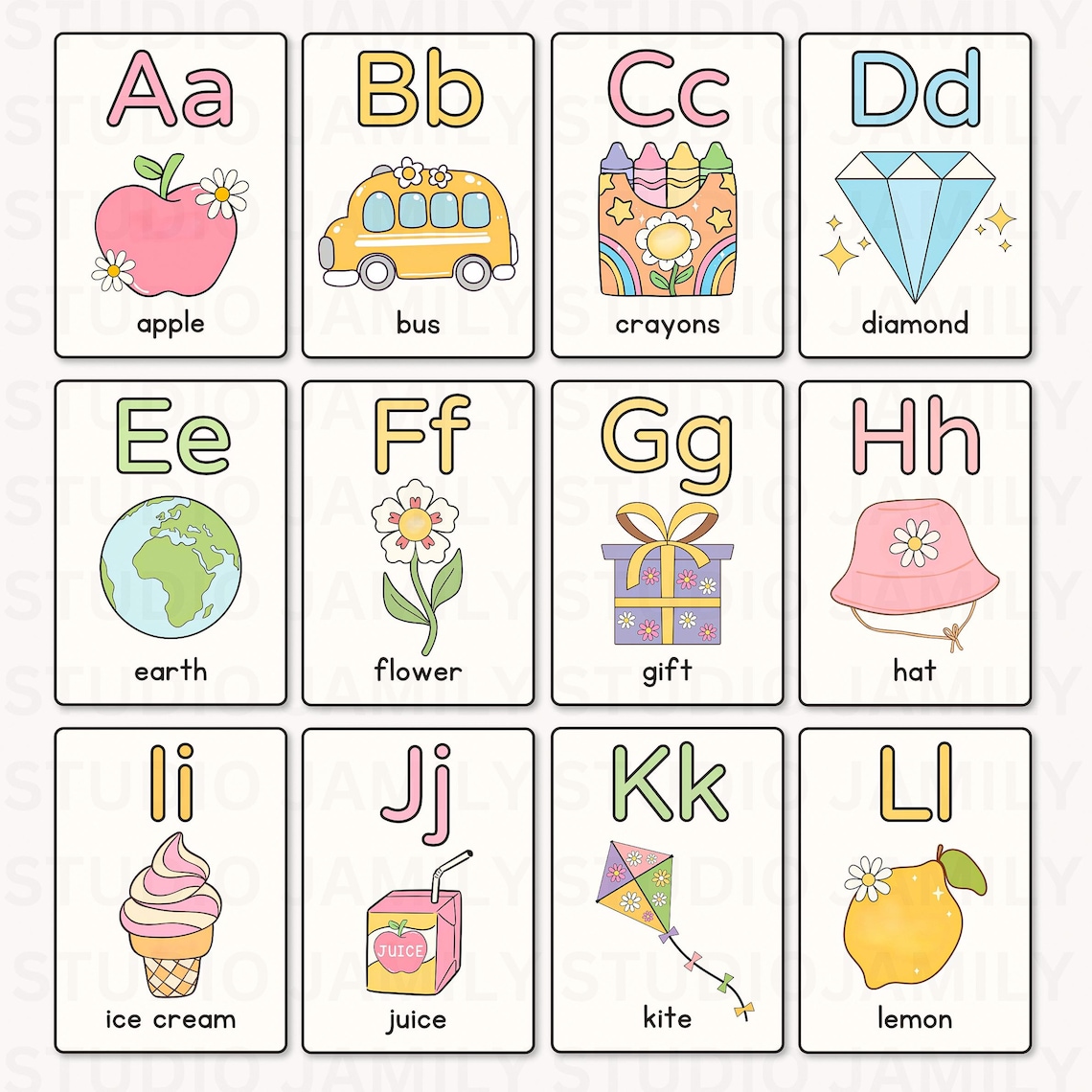 Printable Alphabet Flash Cards for Kids Educational Activity ...