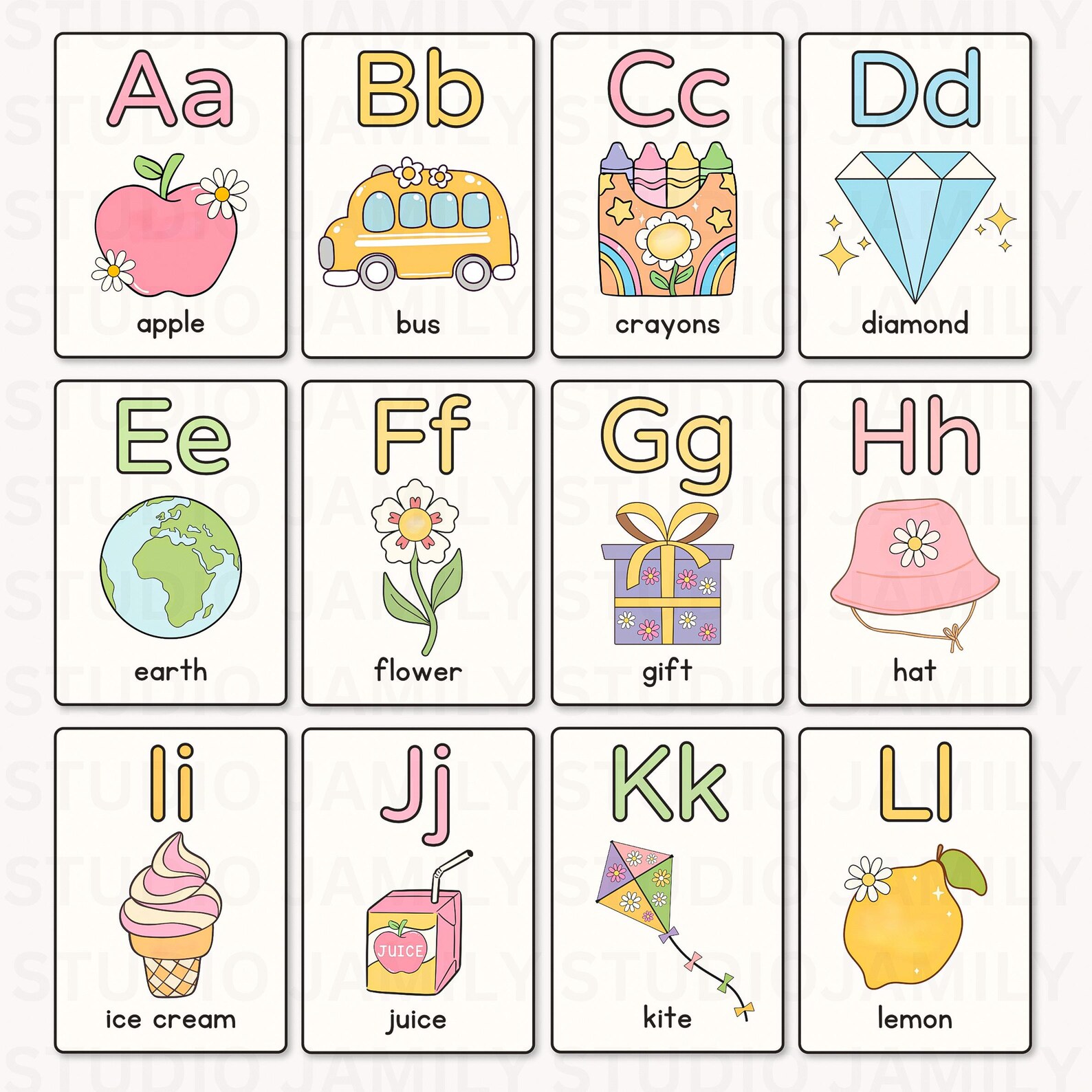 Printable Alphabet Flash Cards for Kids Educational Activity ...