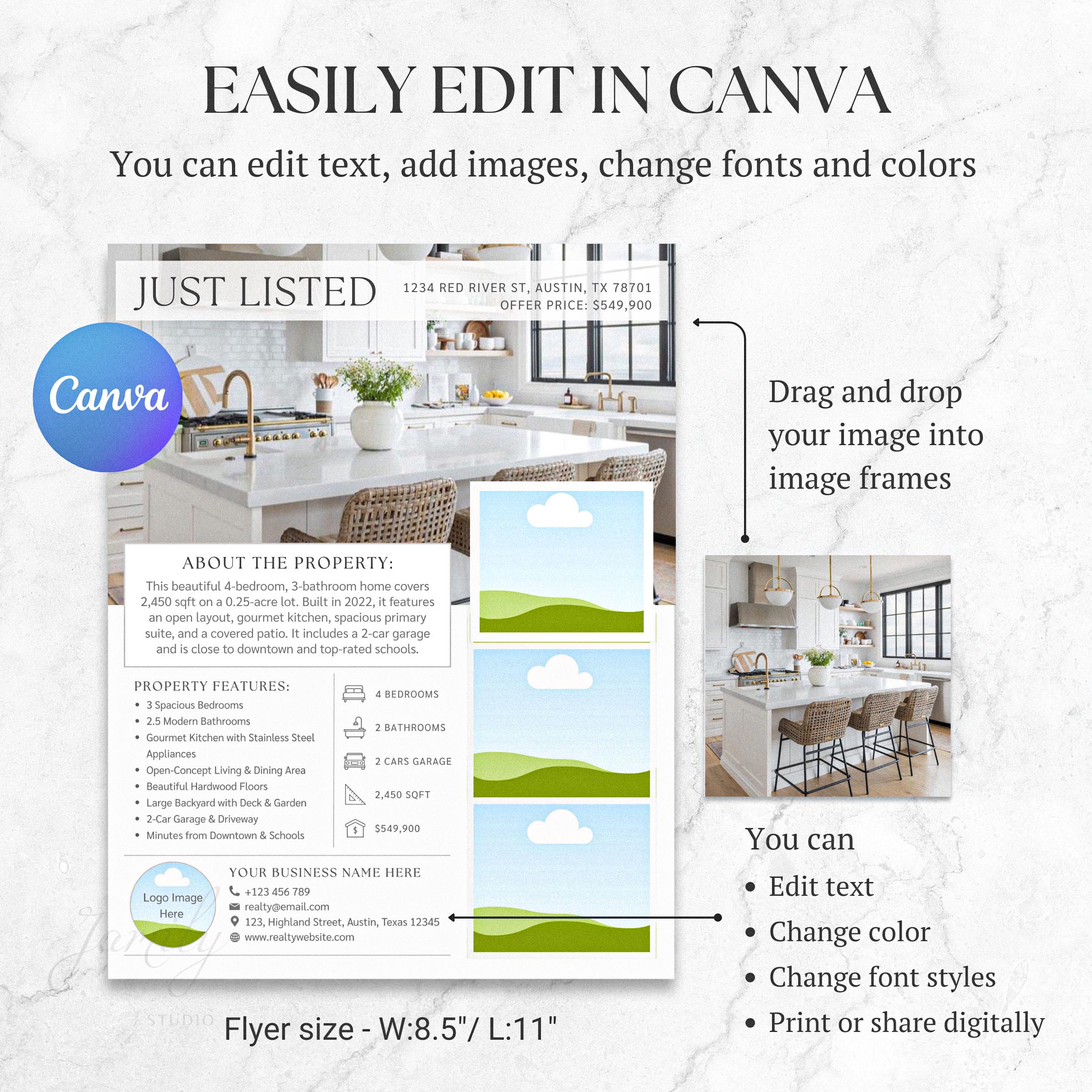 Editable Just Listed Real Estate Flyer | New Home Flyer Template ...