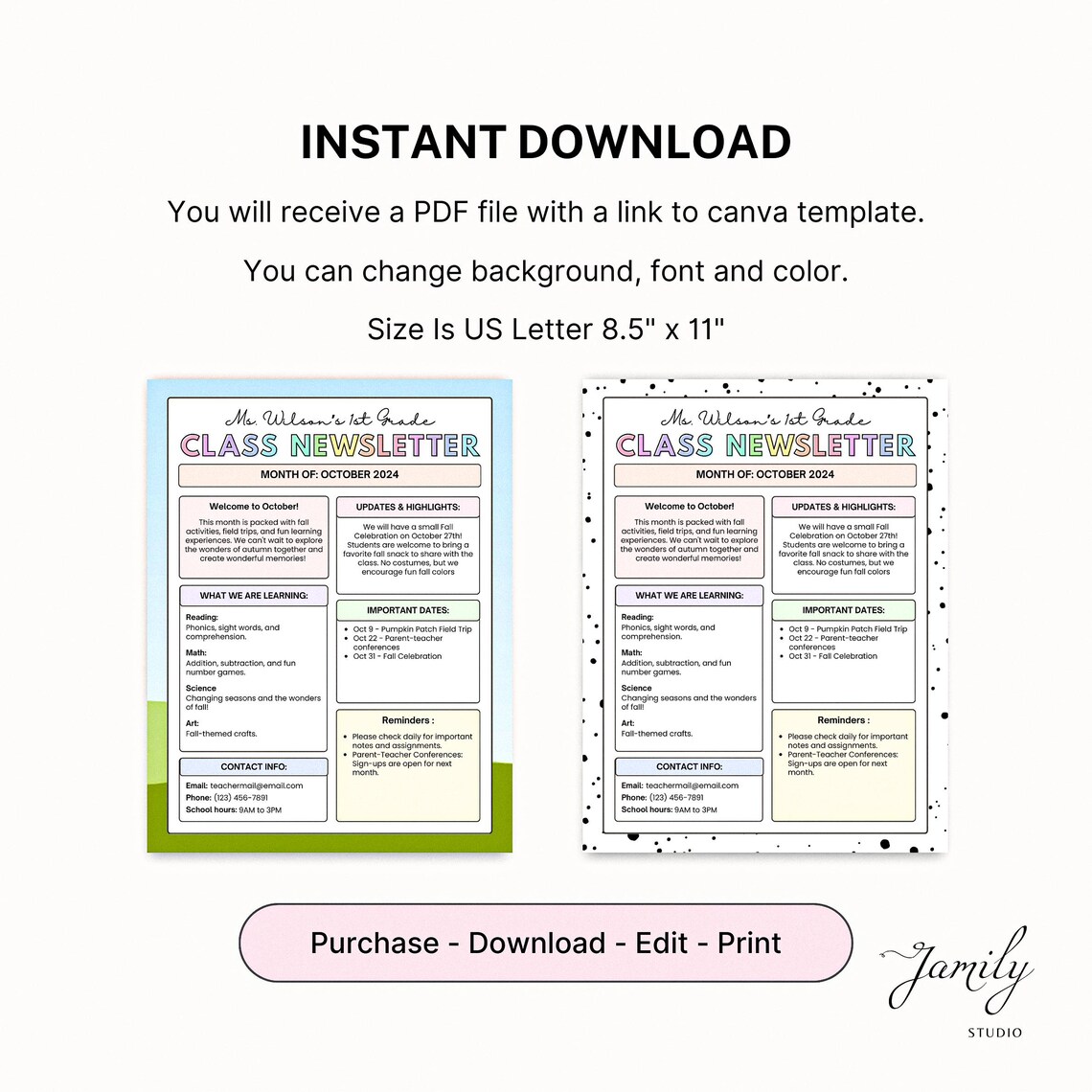 Editable Classroom Newsletter Template Printable Teachers Letter School ...