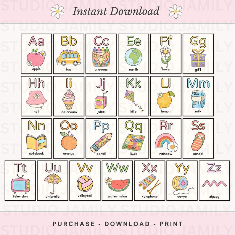 Printable Alphabet Flash Cards for Kids Educational Activity ...