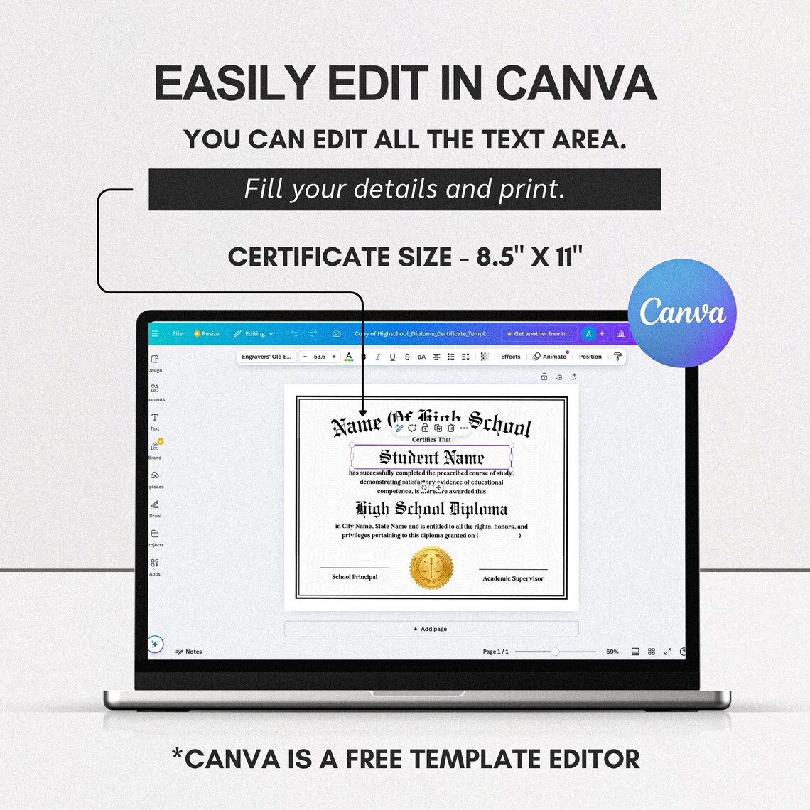 Editable Certificate for Homeschool Graduation Certificate Printable ...