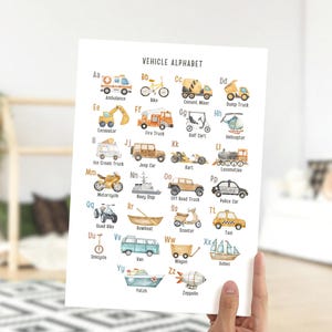 Printable Vehicle ABC Car Alphabet Poster Kids Educational Posters ...