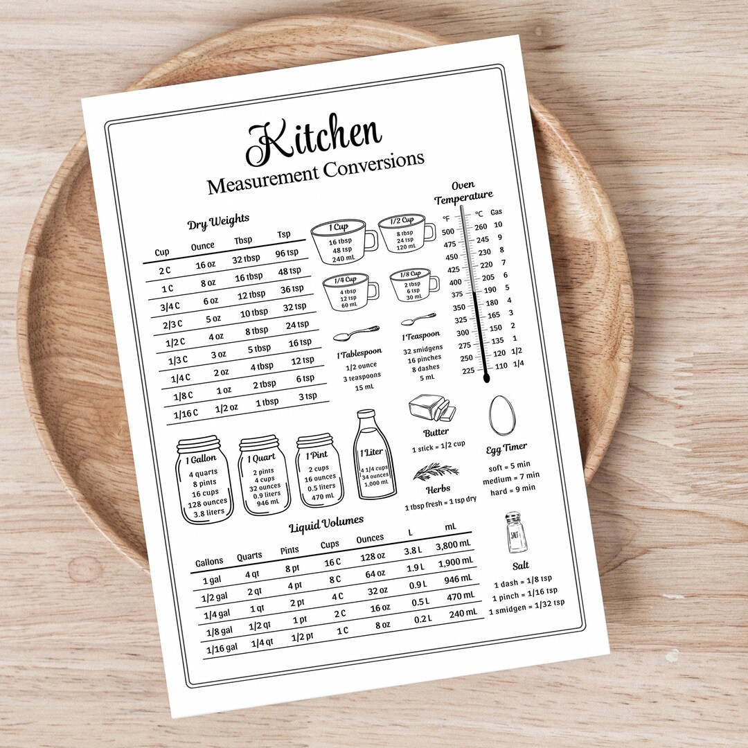 Printable Recipe Sheet & Printable Kitchen Measurement Conversion Sheet ...