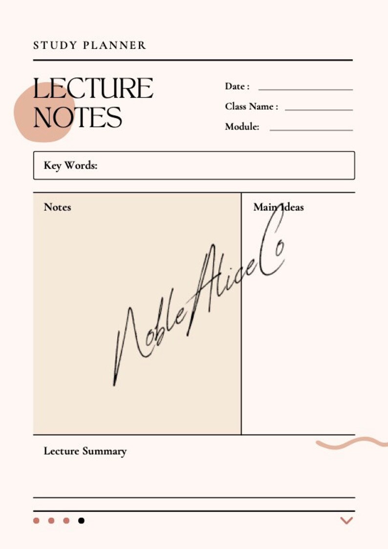 Lecture Notes Template Printable University Notes Download for Studying ...