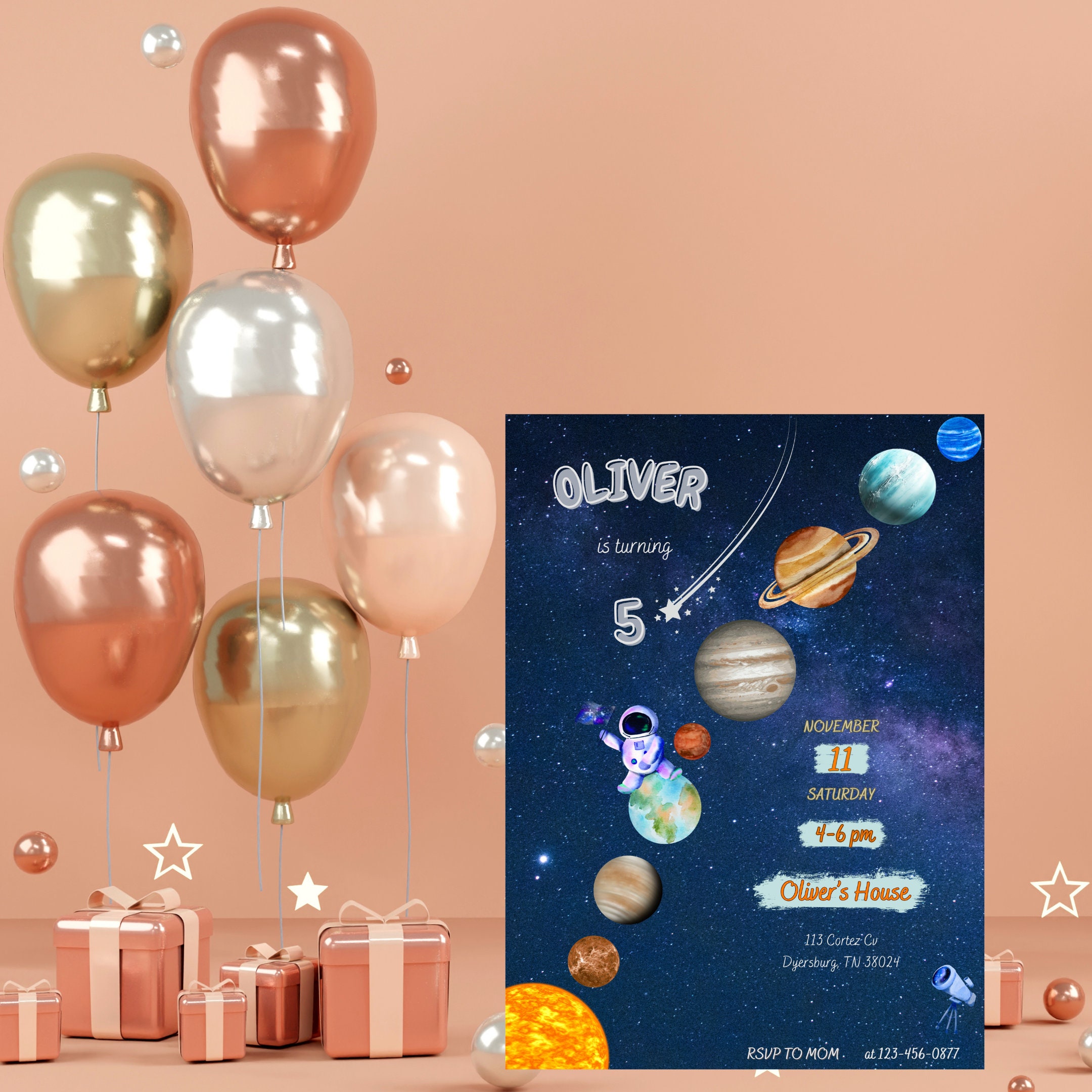 Editable Planets-themed Birthday Invitation | Solar System and ...