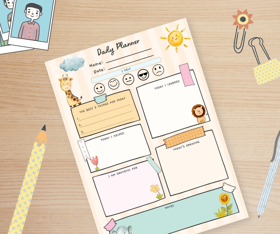 Printable Dashboard for Kids Cute Animal Planner Back to - Etsy
