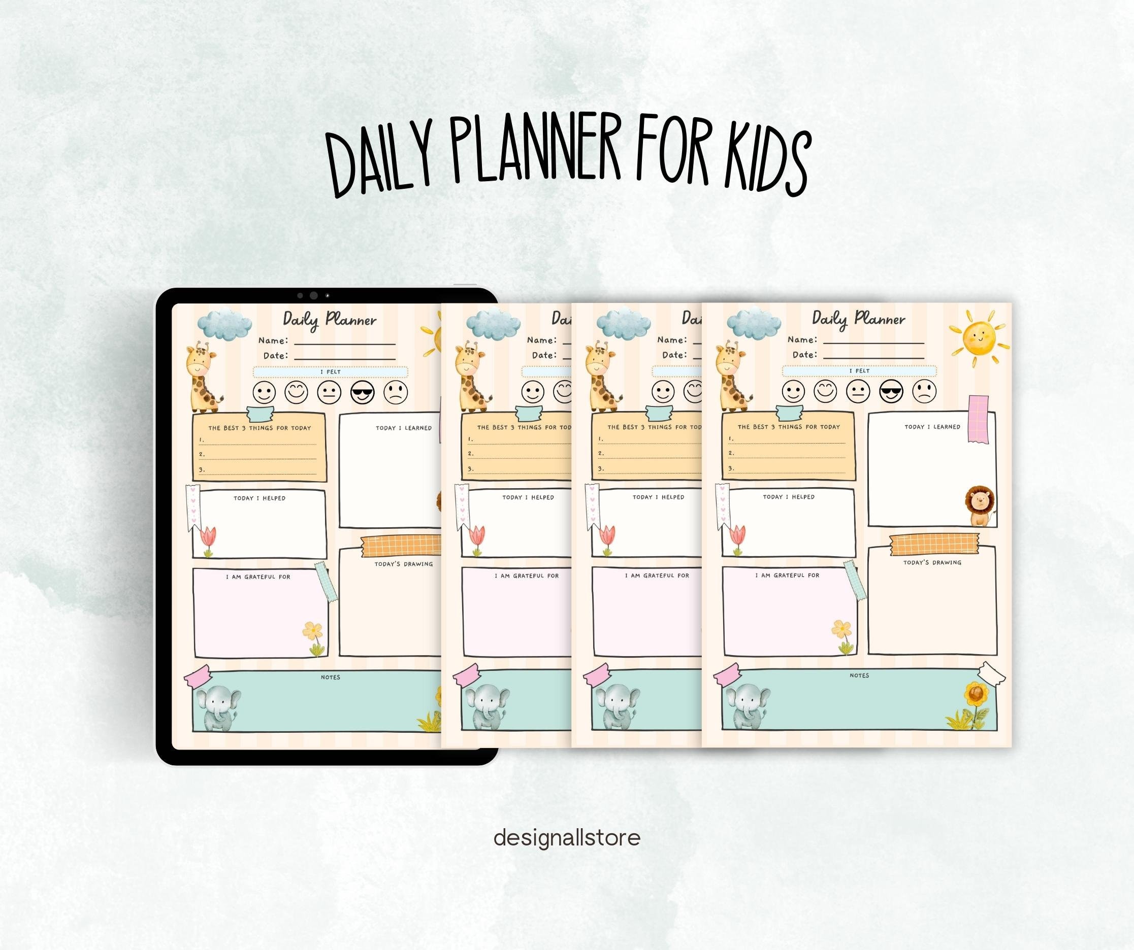 Printable Dashboard for Kids Cute Animal Planner Back to - Etsy
