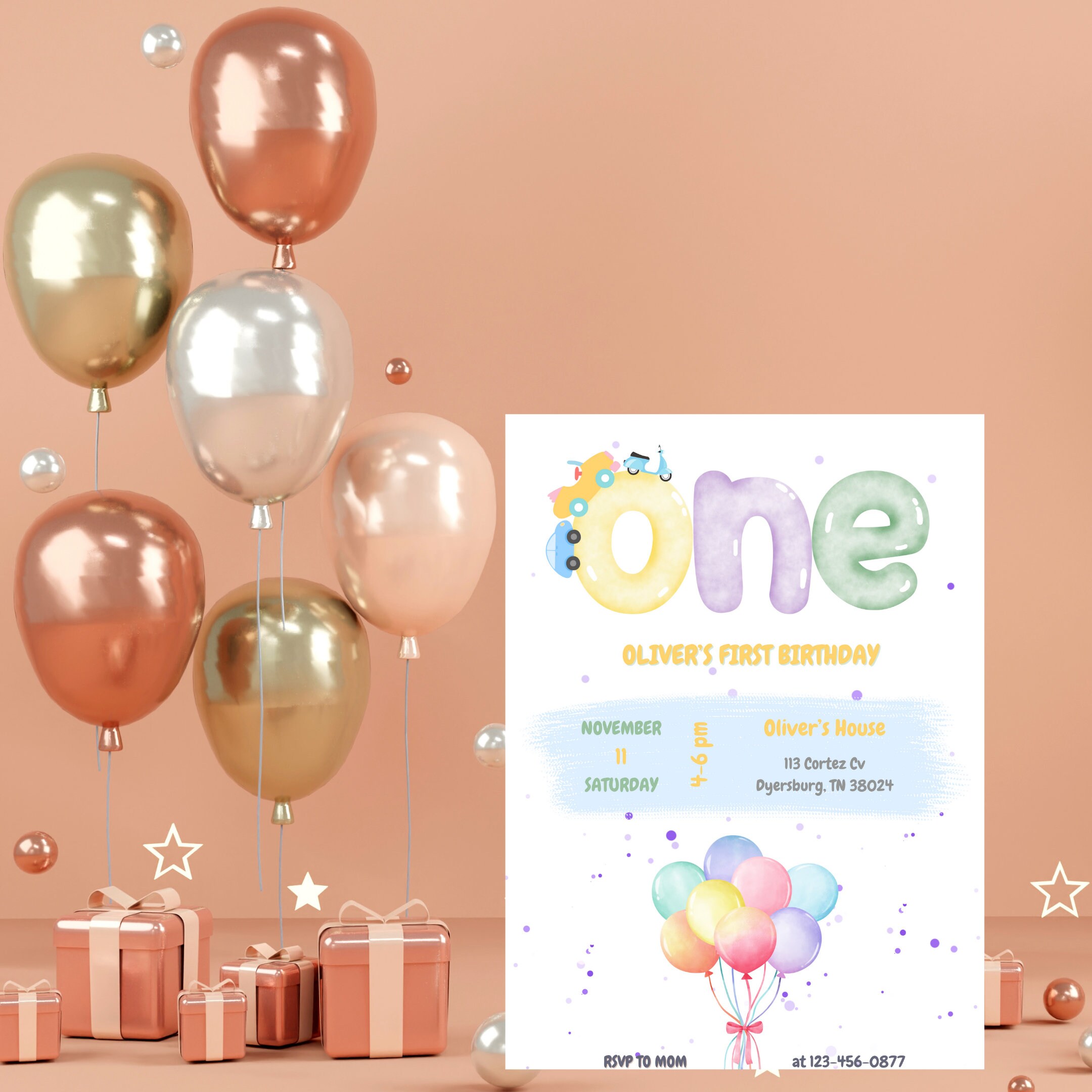 Customizable Birthday Invitation - Car Theme Party Invite - Editable ...