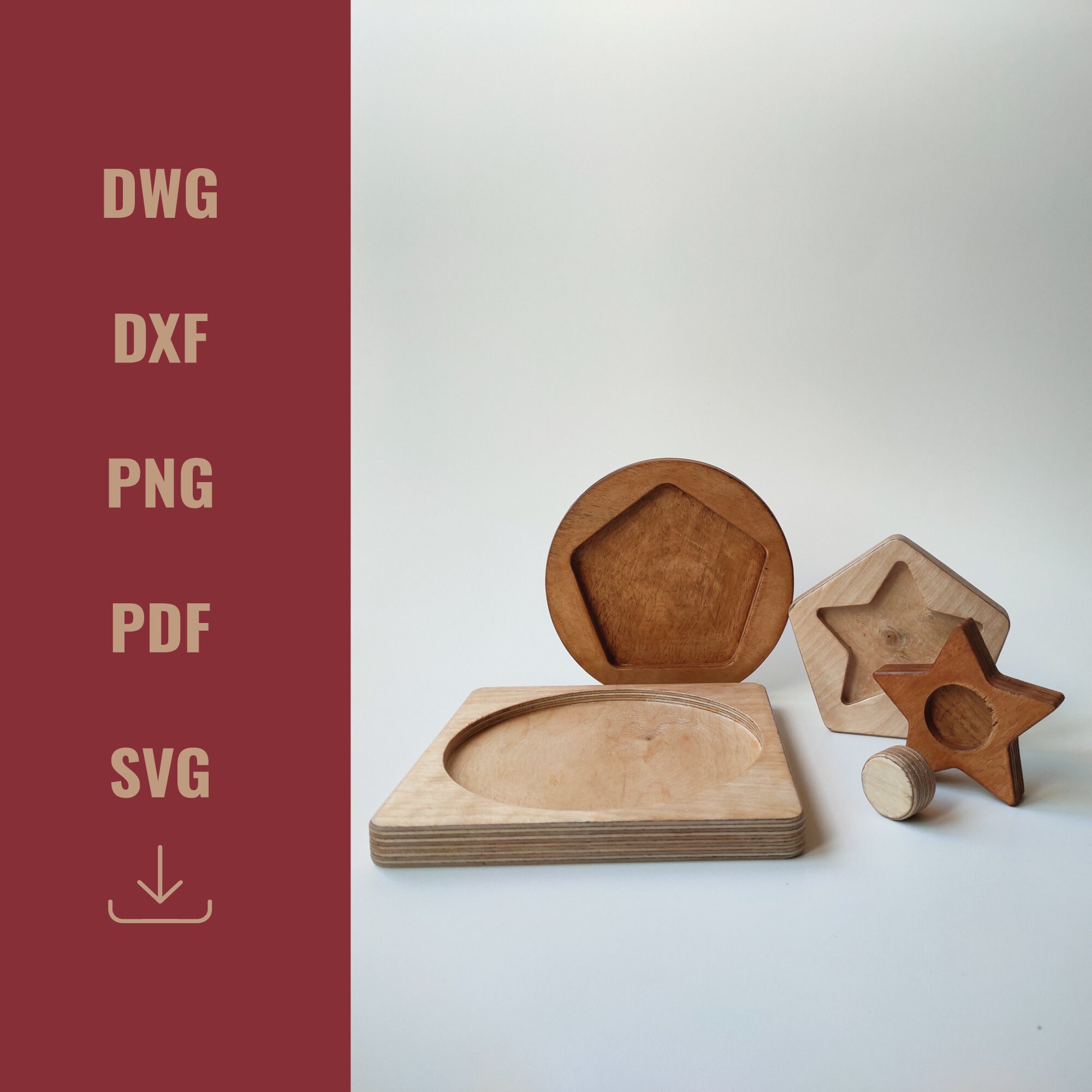 DIY Kit for Kids, Intertwined Geometric Wooden Shapes Educational Toy ...