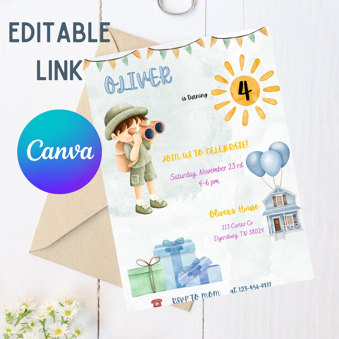 Editable Canva Boy Birthday Invitation - Cute Blue-themed Design - Etsy