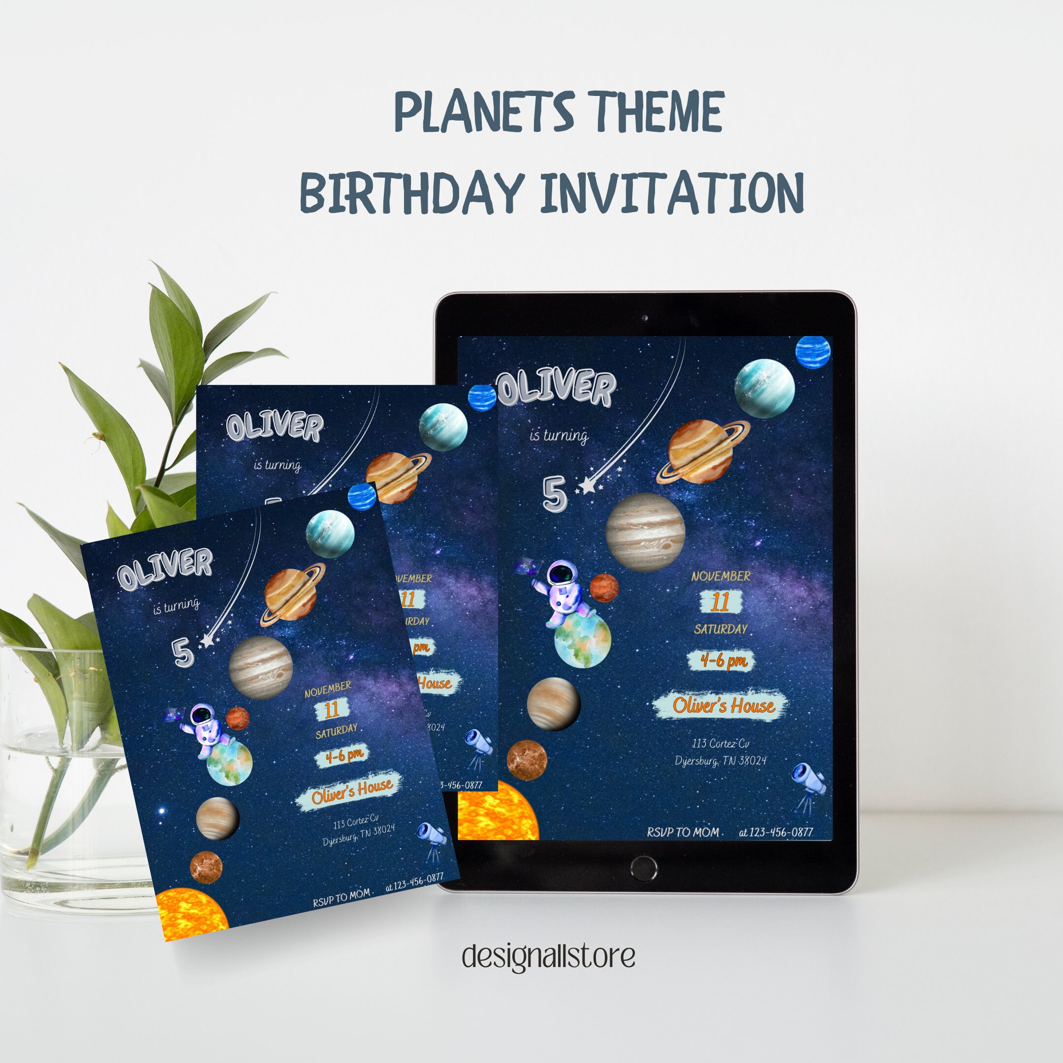 Editable Planets-themed Birthday Invitation | Solar System and ...