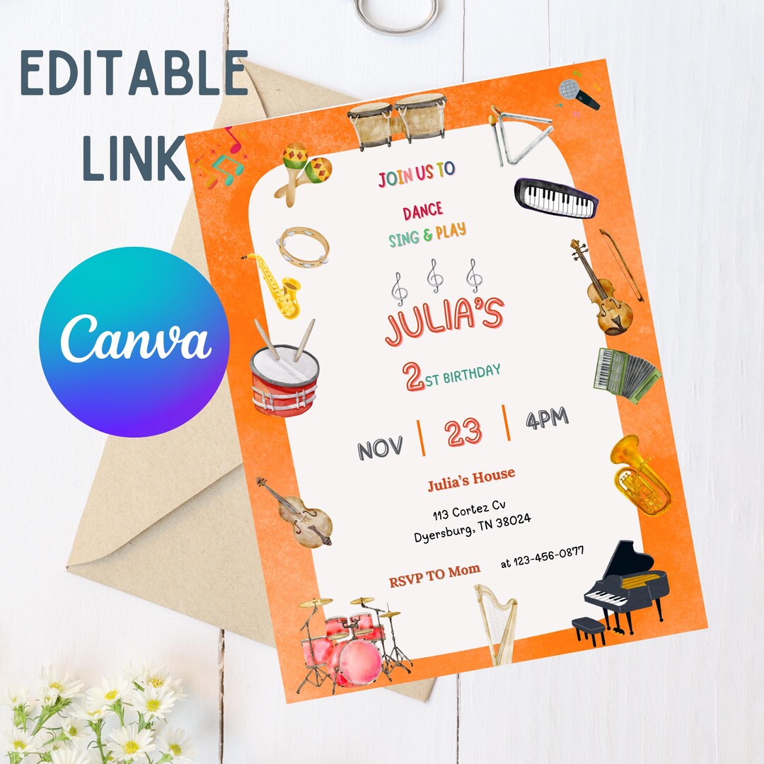 Editable Music Birthday Invitation - Digital Party Invite-sing and ...