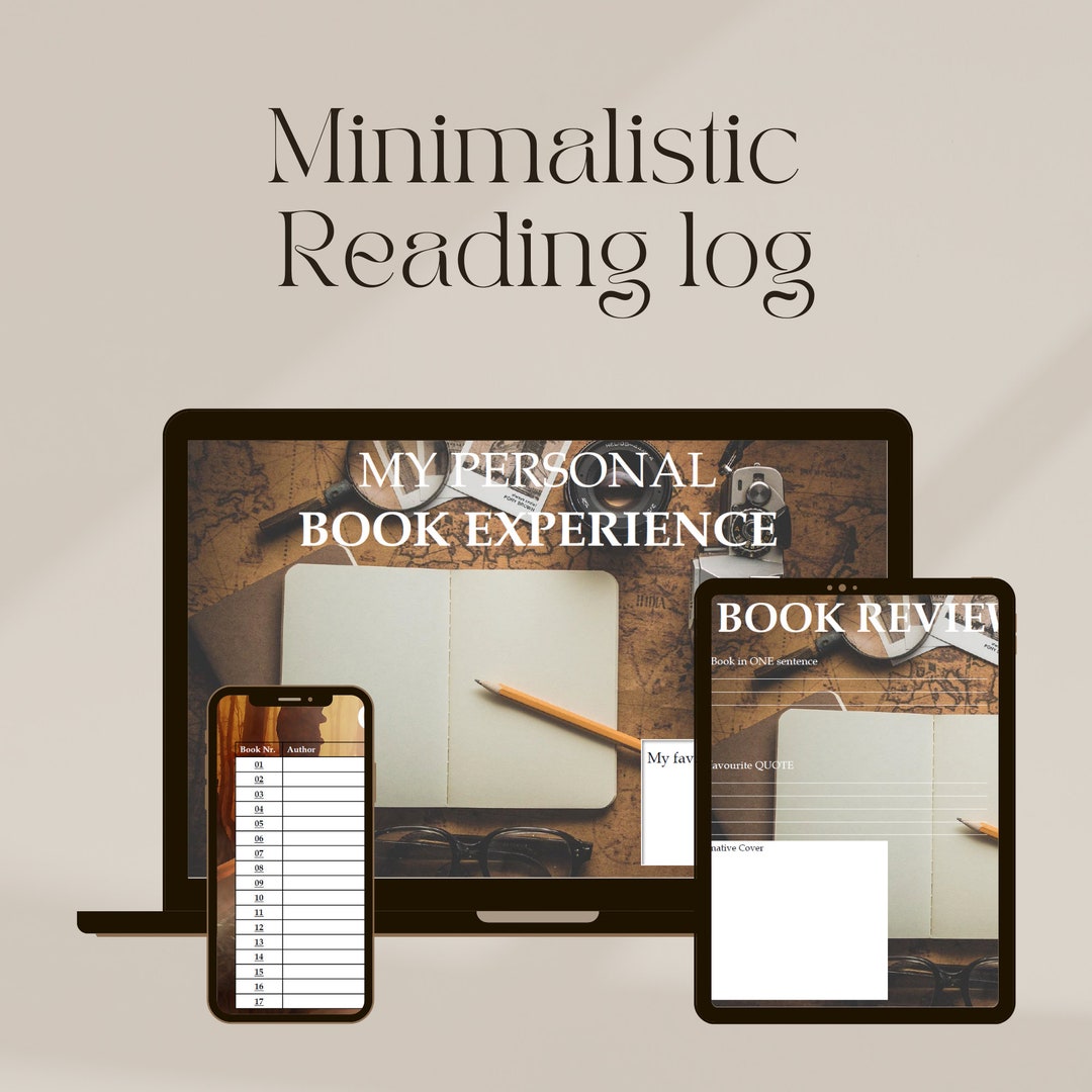 Minimalistic Digital Book Journal, Minimalistic Digital Book Log ...