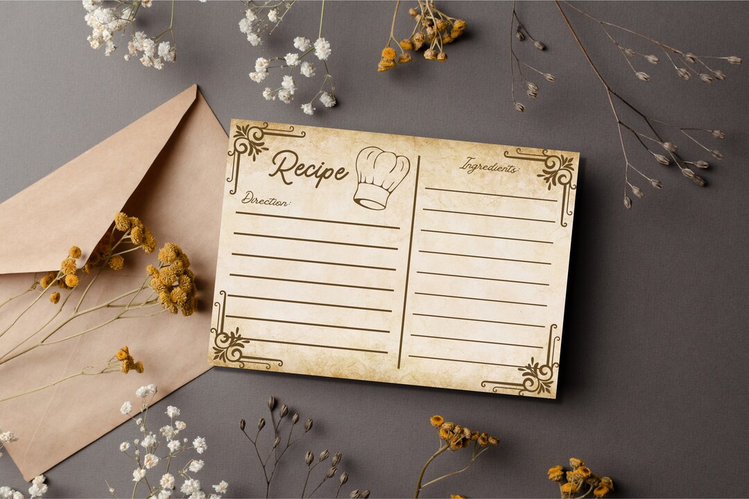 Printable Recipe Card Download, A4 Recipe Card, Cooking Recipe Card ...