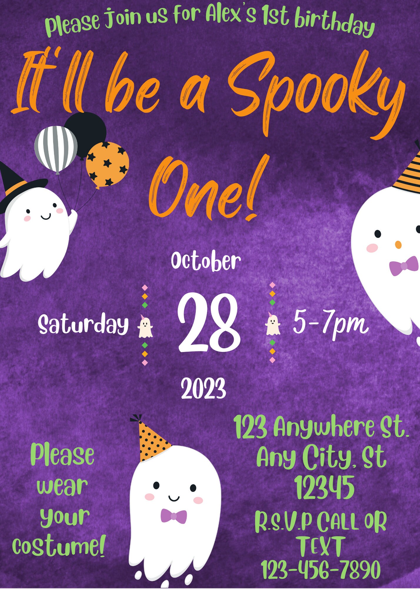 Spooky Birthday Invitation, Canva Editable, Digital Download - Etsy