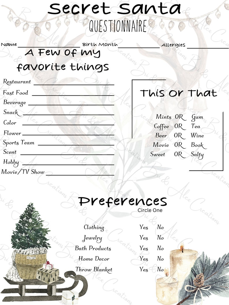 Secret Santa Questionnaire, Office Party, School Party, PNG, 3 PNG ...