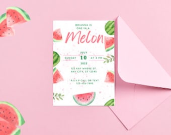 Watermelon Invitation,watermelon Party Invite, Birthday Invitation ...