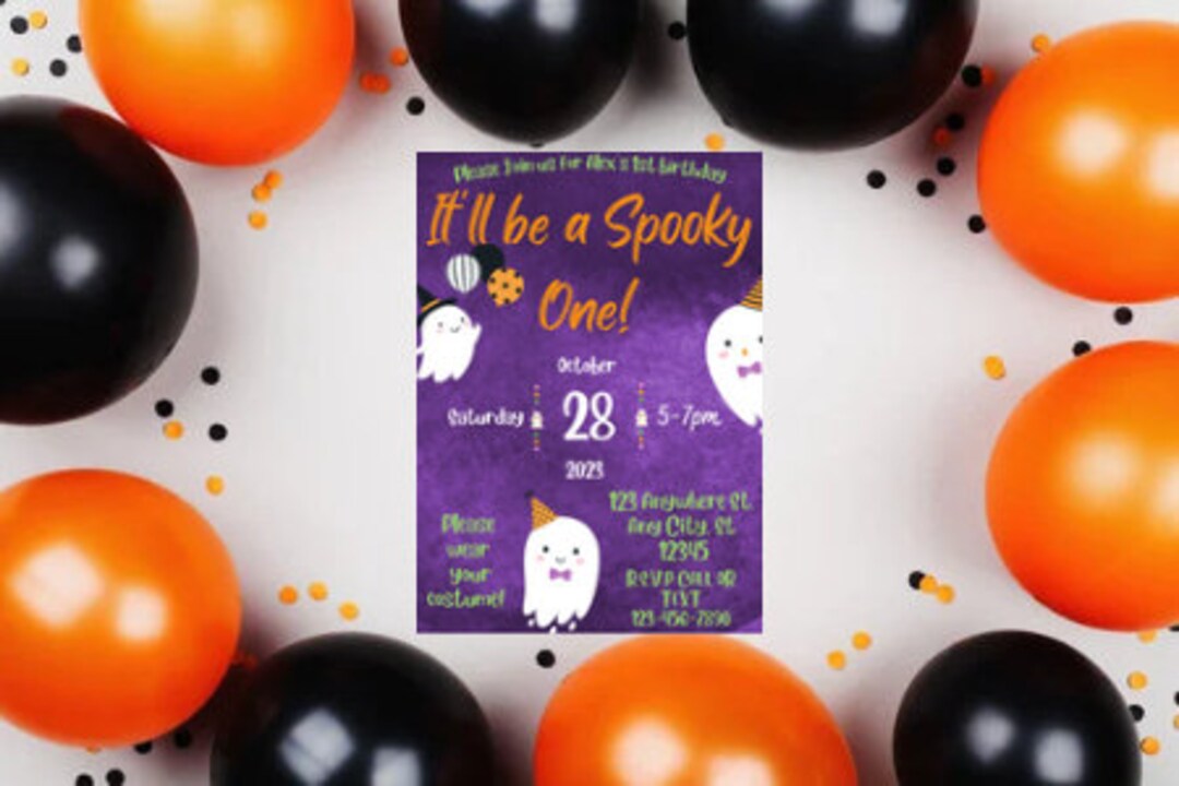 Spooky Birthday Invitation, Canva Editable, Digital Download - Etsy
