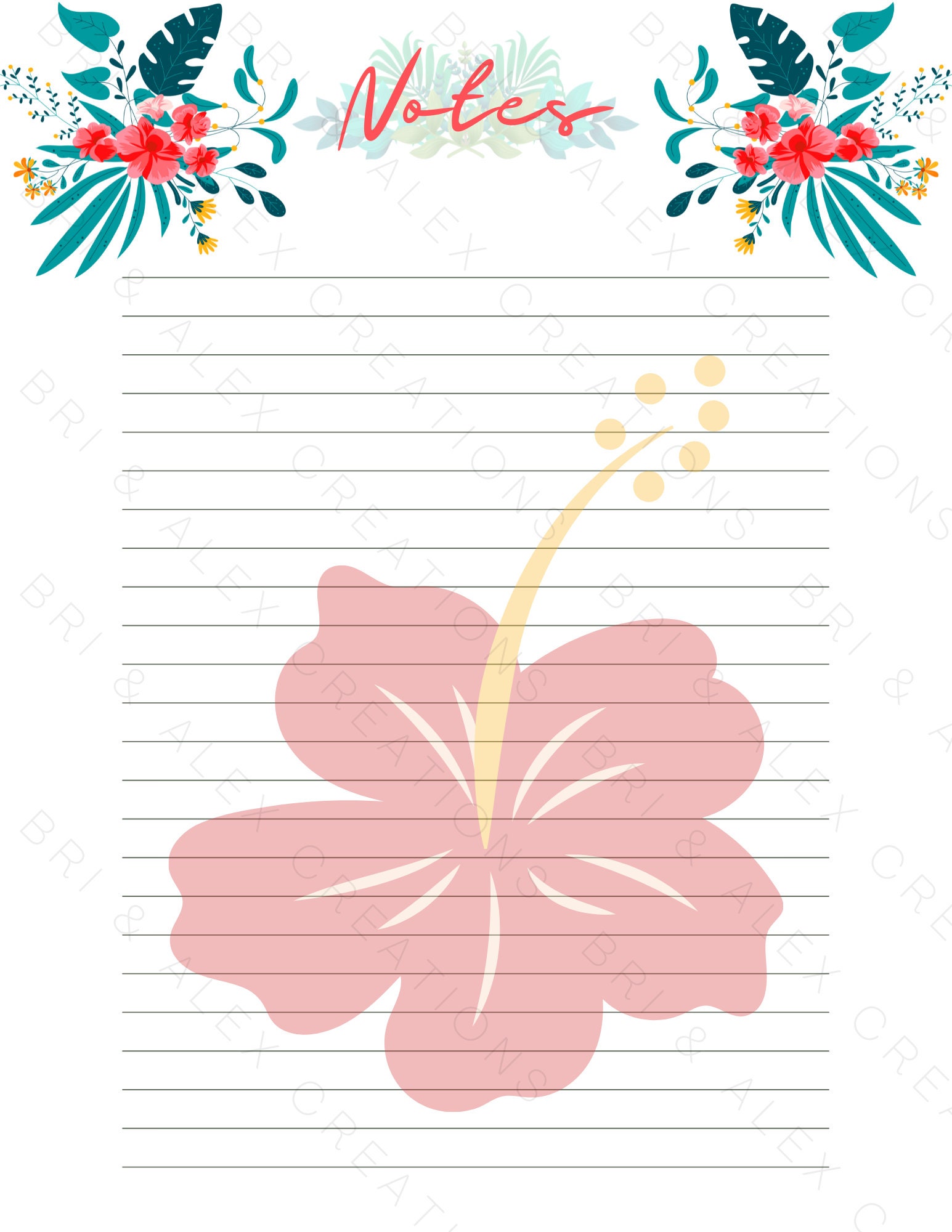 Pink Tropical, Weekly Schedule Planner, PNG, 2 PNG Files - Etsy