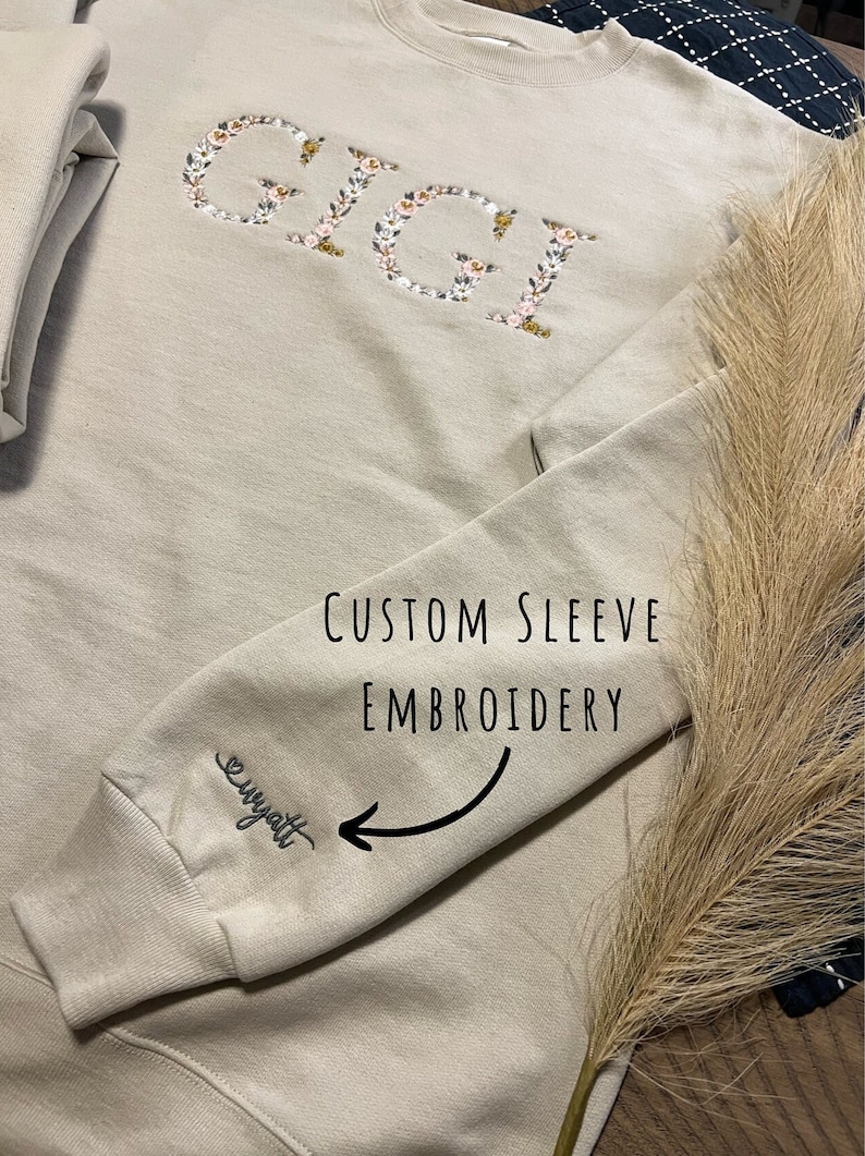 ADD ON Cuff Embroidery Sleeve Sweatshirt Add On. Does NOT Include ...