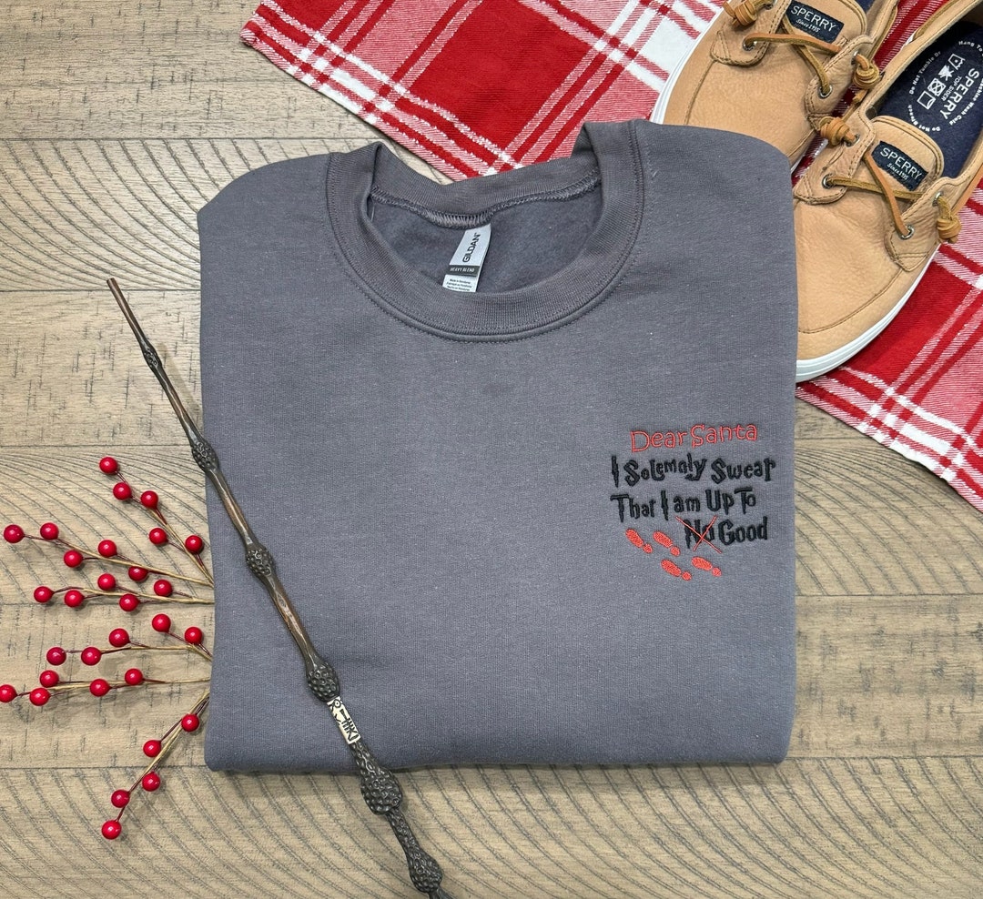 Santa Mischief | Christmas Crewneck| Christmas Embroidered Sweater - Etsy