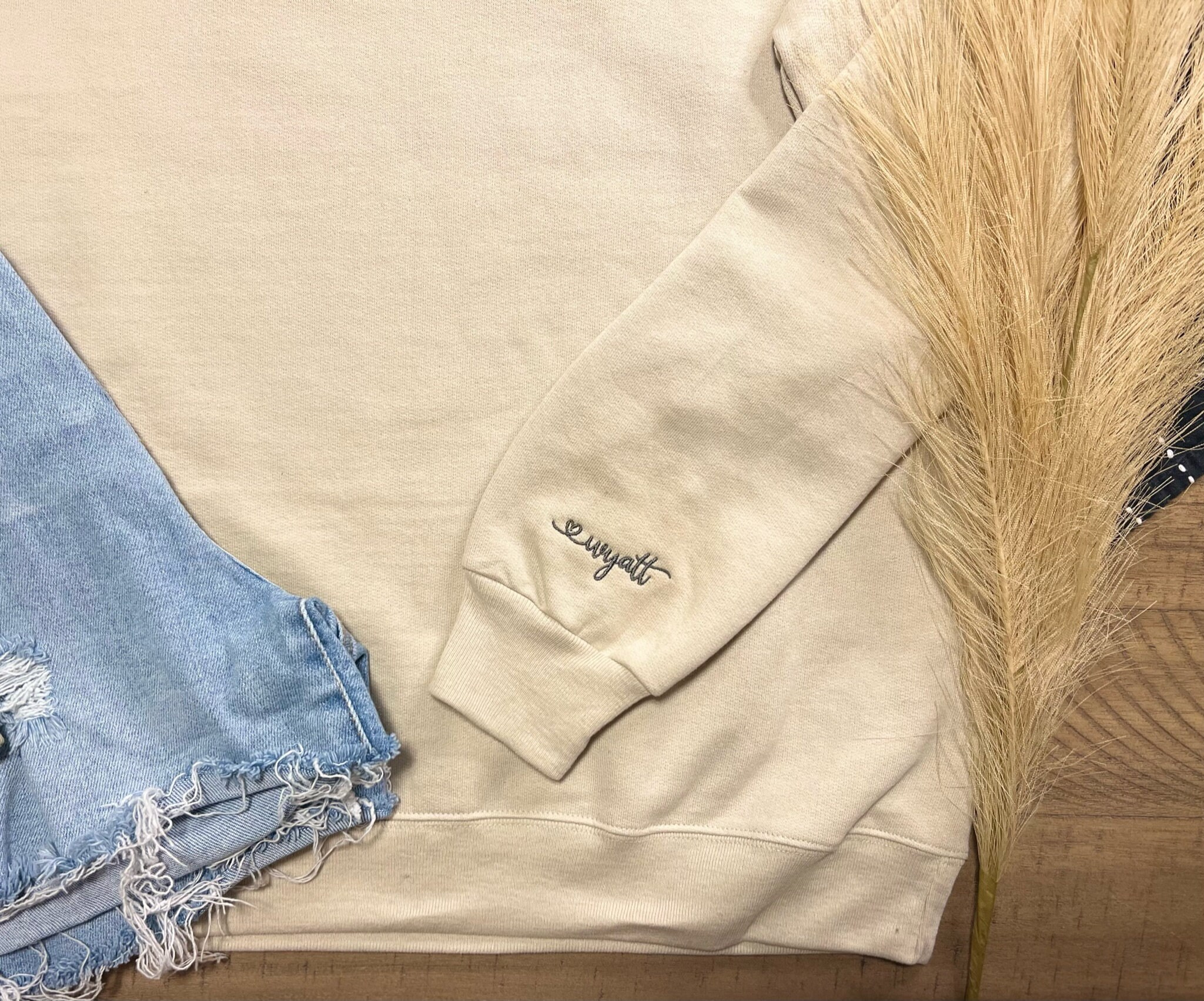 ADD ON Cuff Embroidery Sleeve Sweatshirt Add On. Does NOT Include ...