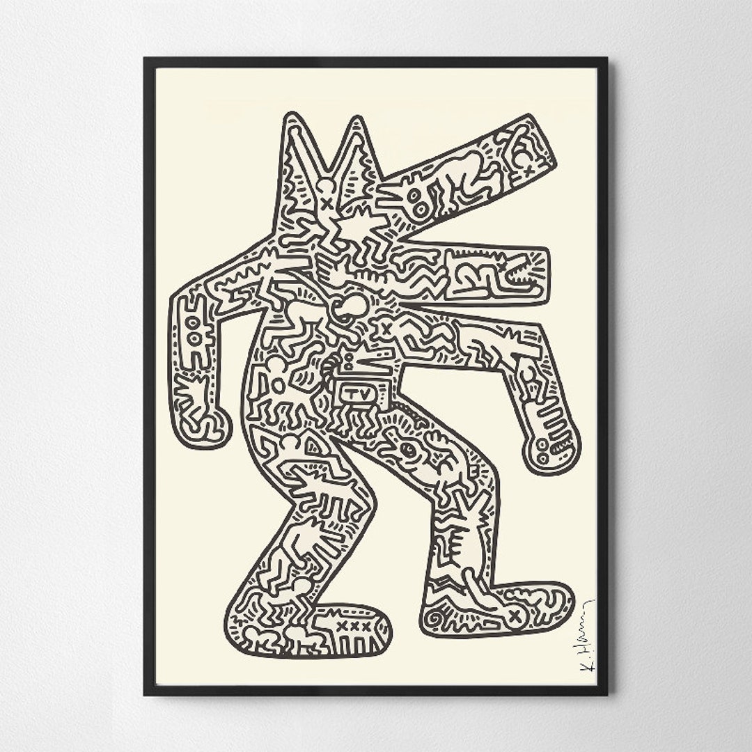 Keith Haring Yellow Dog Wall Art Print, Art Poster, Exhibition Print ...