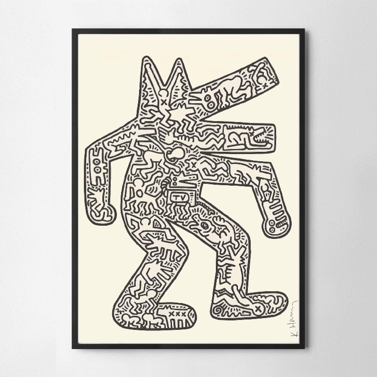 Keith Haring Yellow Dog Wall Art Print Art Poster Exhibition - Etsy