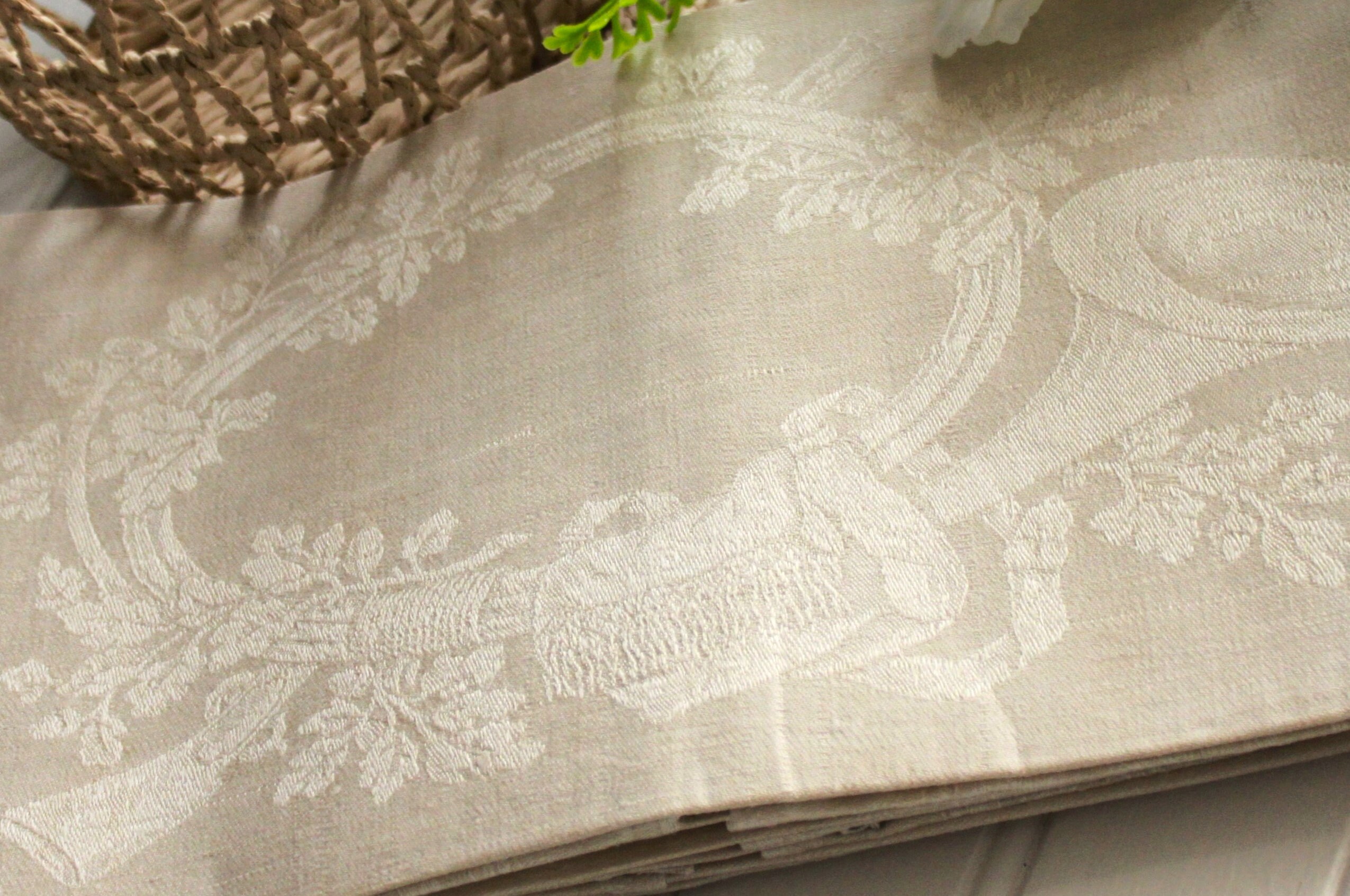 Set of 6 Vintage French Linen Damask Napkins, Serviettes, Ideal for ...