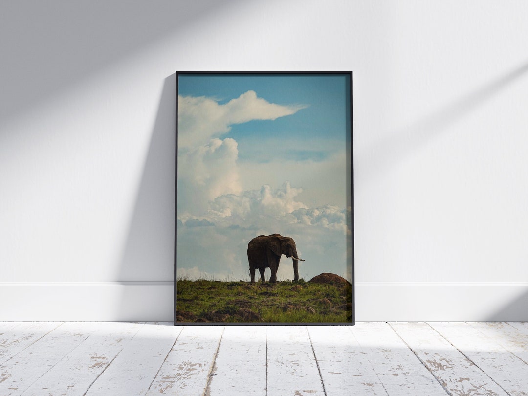 African Elephant on the Horizon, Kenya, Photography, Print, Wall Art ...