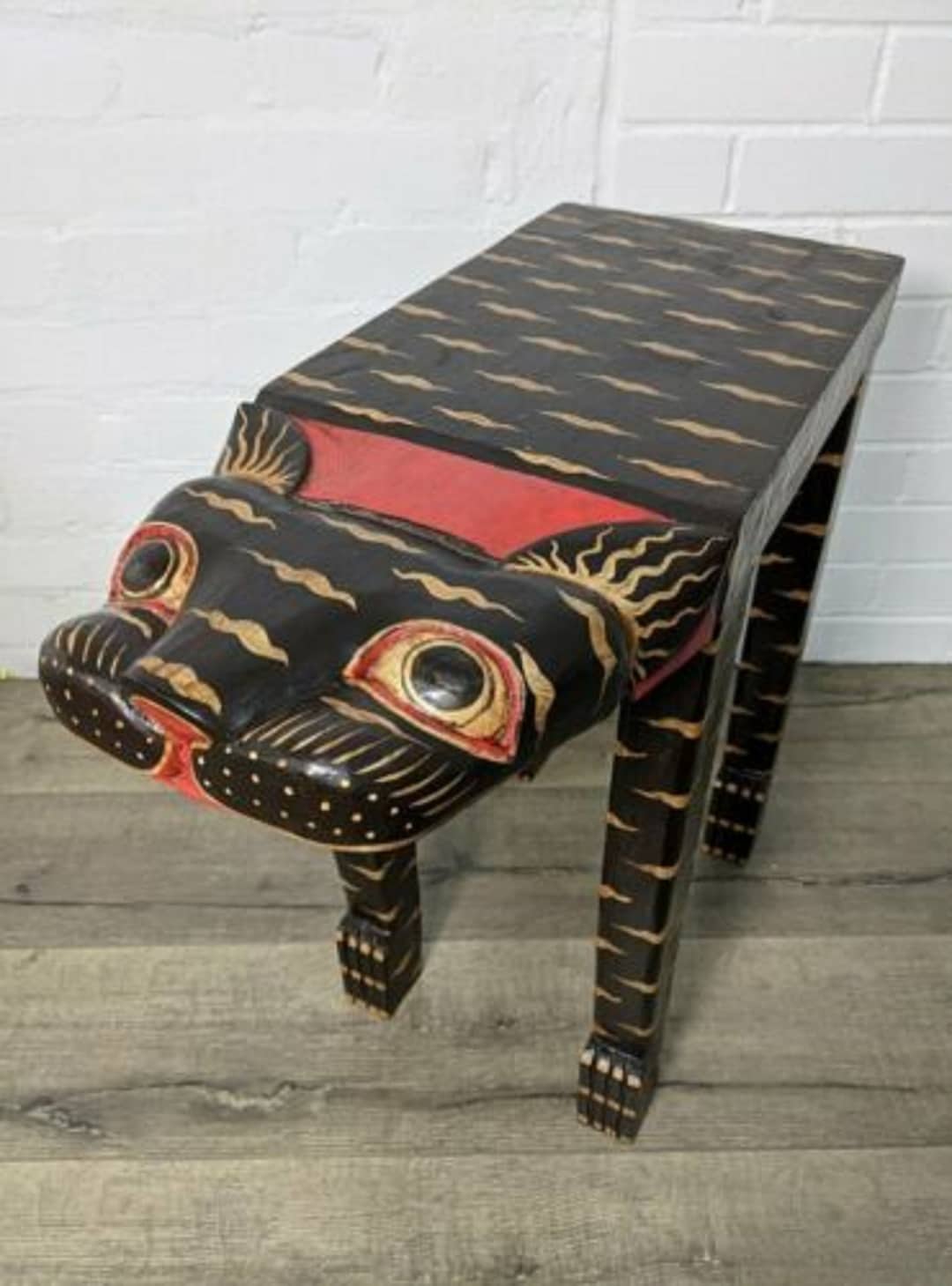 Cat Side Coffee Table Brown Gold Red Large - Etsy