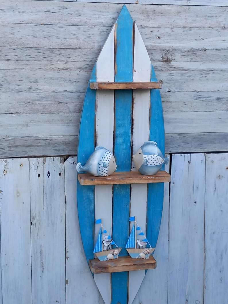 Surfboard Shelf Nautical Seaside Surfboard Shelf - Etsy