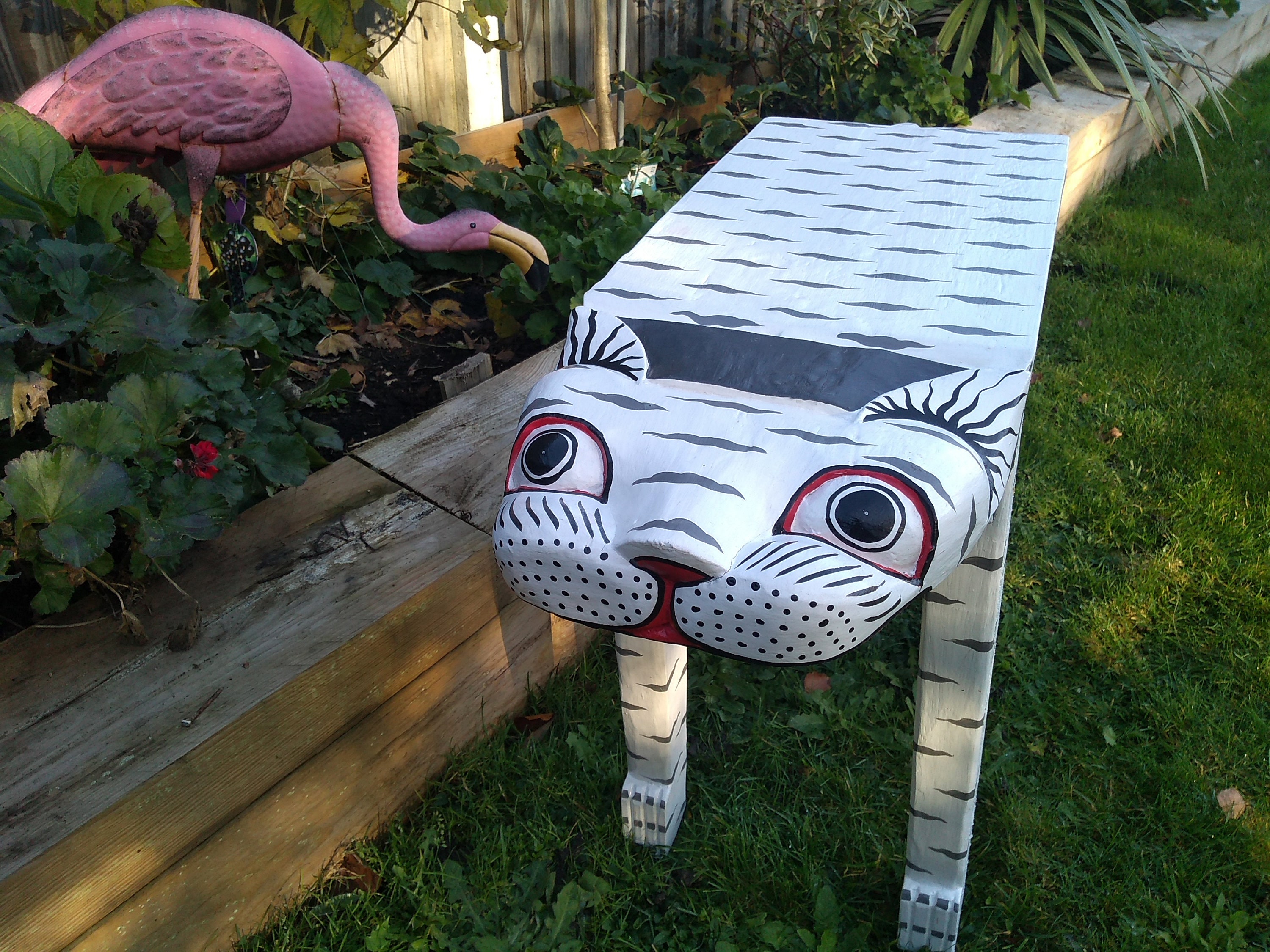 Cat Coffee Table Hand Carved Gift Unique Design White Fair Trade & Hand ...