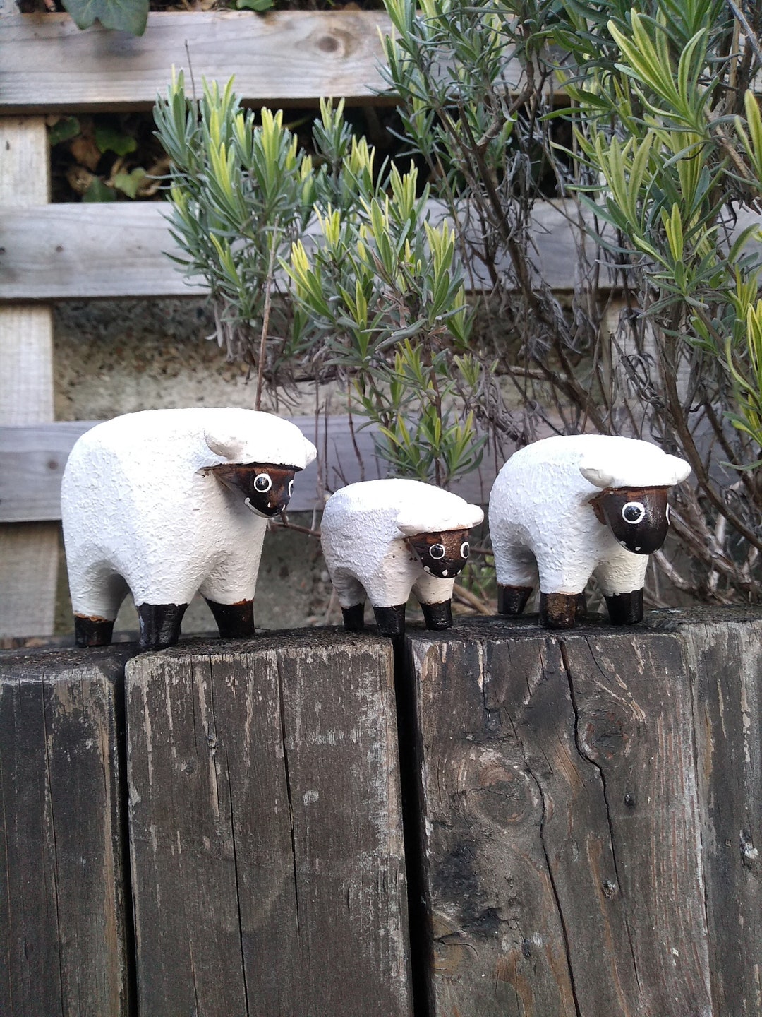 Sheep Set of Family of 3 Painted Sheep - Etsy